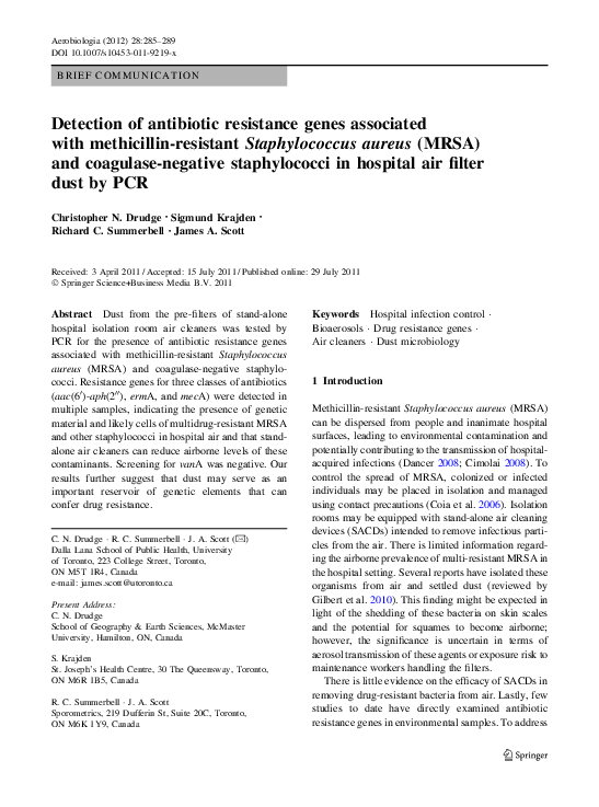 (PDF) Detection of antibiotic resistance genes associated with methicillin-resistant ...