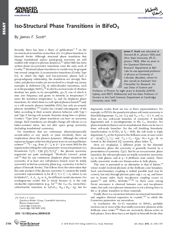 (PDF) Iso-Structural Transitions in BiFeO3