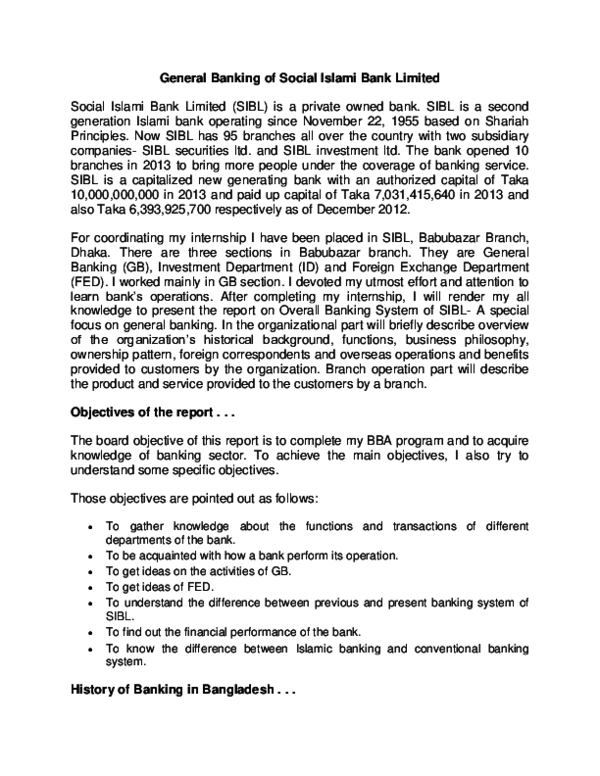 (DOC) General Banking of Social Islami Bank Limited