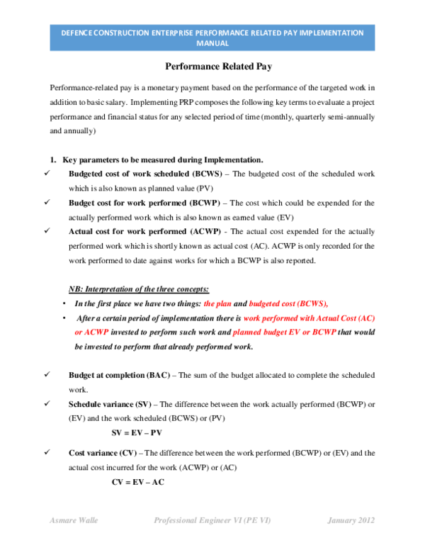 (PDF) Performance Related Pay