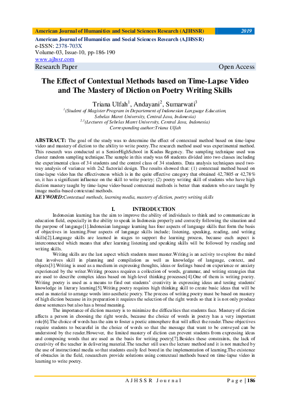 Pdf The Effect Of Contextual Methods Based On Time Lapse Video And