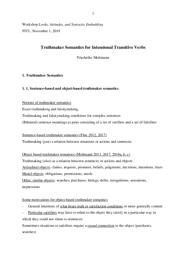 (PDF) Truthmaker Semantics for Intensional Transitive Verbs