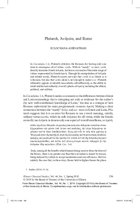 (PDF) Plutarch, Ἀνδρεία and Rome