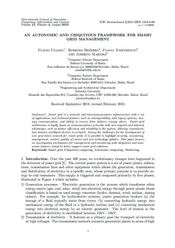 (PDF) An Autonomic and Ubiquitous Framework for Smart Grid Management