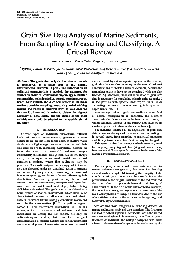 (PDF) Grain Size Data Analysis of Marine Sediments, From Sampling to Measuring and Classifying ...