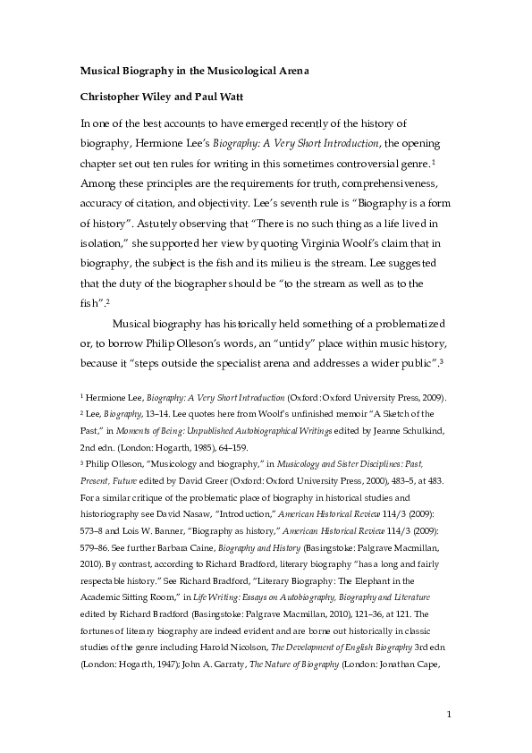 (PDF) Musical Biography in the Musicological Arena