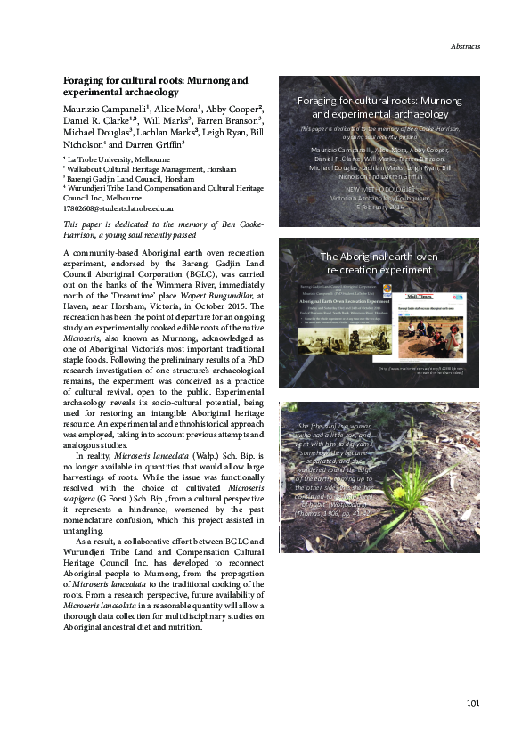 (PDF) Foraging for cultural roots: Murnong and experimental archaeology
