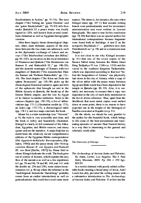 (PDF) Review of The Archaeology of Ancient Judea and Palestine by Ariel ...