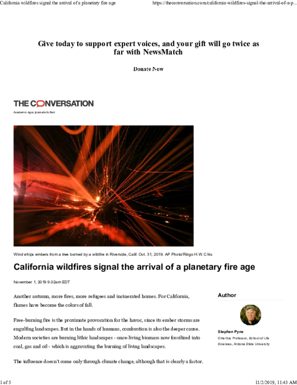(PDF) California's last conflagration and thoughts on the Pyrocene