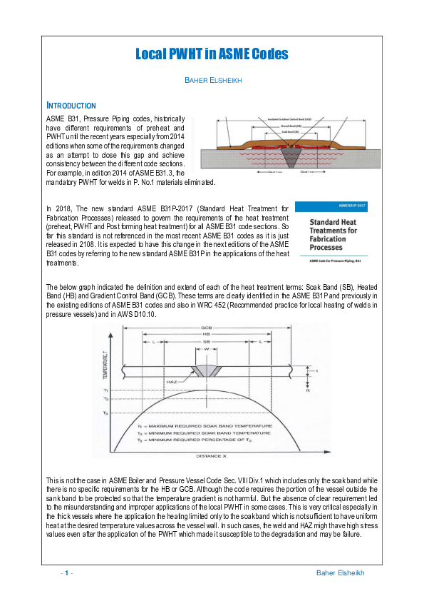 (PDF) Local PWHT in ASME Codes