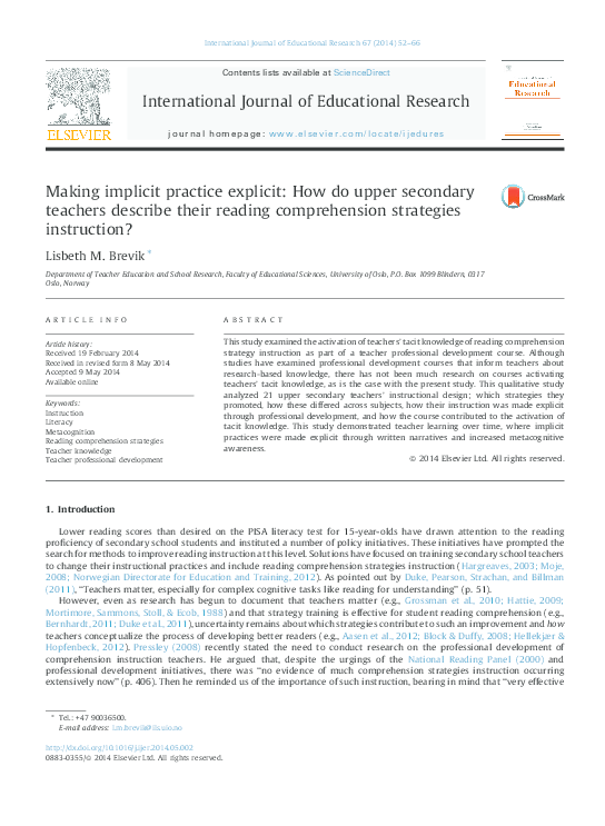(PDF) Making implicit practice explicit: How do upper secondary ...