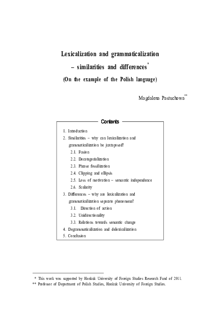 Pdf Lexicalization And Grammaticalization Similarities And Differences On The Example Of