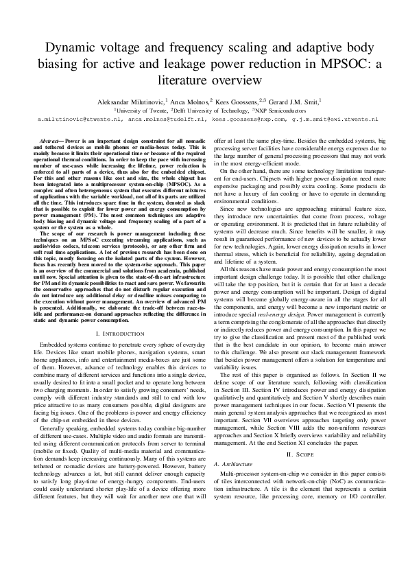 (PDF) Dynamic Voltage and Frequency Scaling and Adaptive Body Biasing for Active and Leakage ...