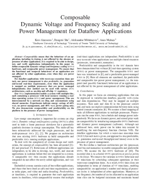 Pdf Composable Dynamic Voltage And Frequency Scaling And Power Management For Dataflow
