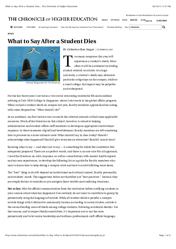 (PDF) What to Say After a Student Dies
