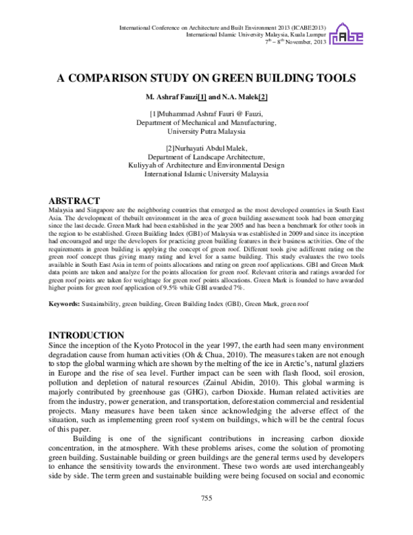 (PDF) A COMPARISON STUDY ON GREEN BUILDING TOOLS