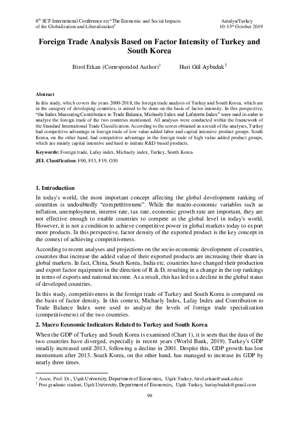 (PDF) Foreign trade analysis based on factor intensity of Turkey and ...