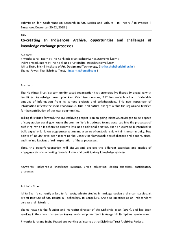 (PDF) Co-creating an Indigenous Archive: opportunities and challenges ...