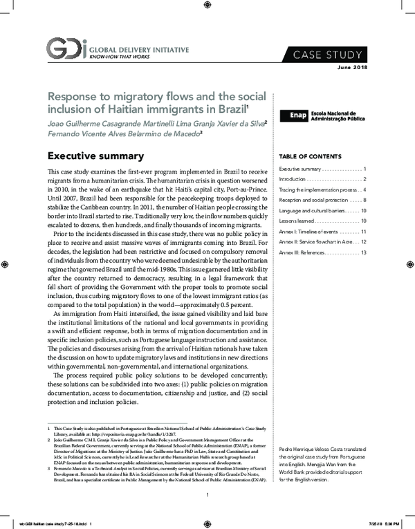 (PDF) CASE STUDY Response to migratory flows and the social inclusion ...