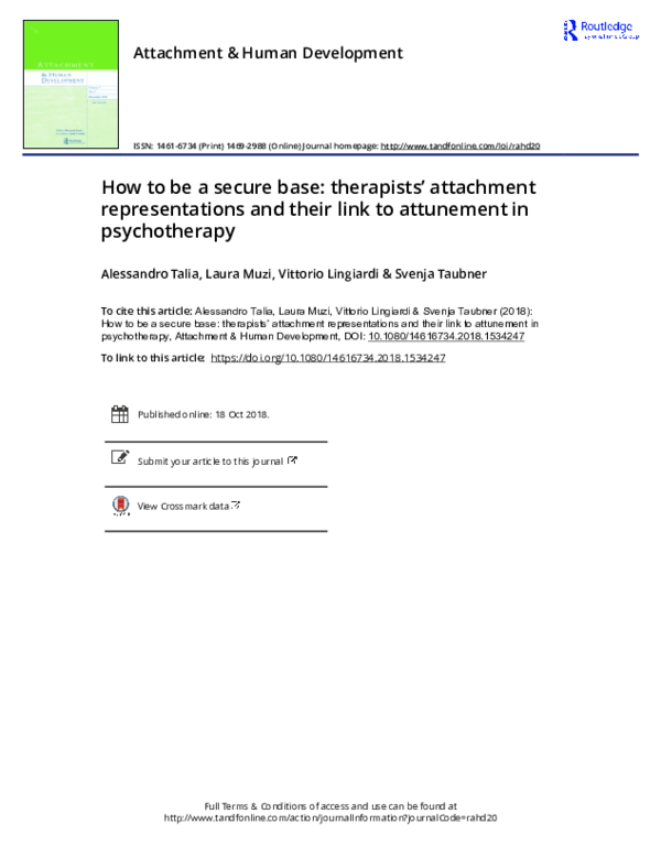 (PDF) How to be a secure base: therapists' attachment representations ...