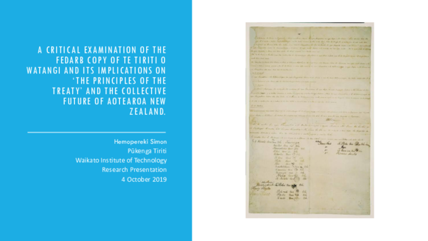 (PPT) A Critical Examination of the Fedarb Copy of Te Tiriti o Watangi ...