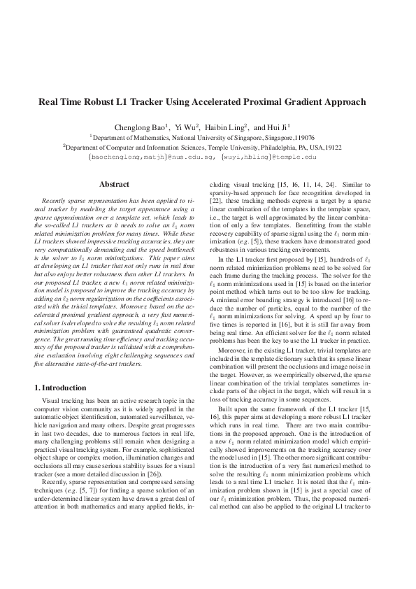 Pdf Real Time Robust L1 Tracker Using Accelerated Proximal Gradient Approach