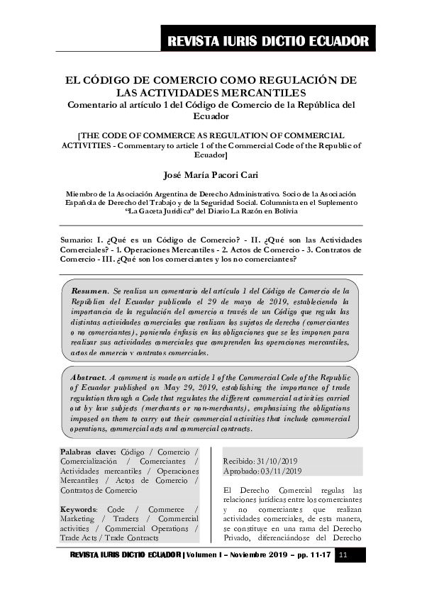 (PDF) CODIGO DE COMERCIO COMO REGULACION DE LAS ACTIVIDADES MERCANTILES AUTOR JOSE MARIA PACORI ...