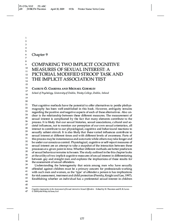 (PDF) Comparing two implicit cognitive measures of sexual interest: A ...