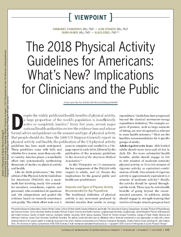 (PDF) The 2018 Physical Activity Guidelines for Americans: What’s new ...