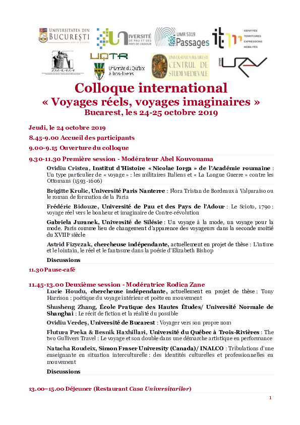 (PDF) Programme Colloque international "Voyages réels, voyages imaginaires"