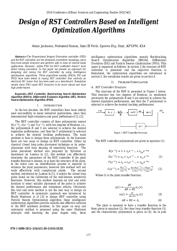Pdf Design Of Rst Controllers Based On Intelligent Optimization Algorithms