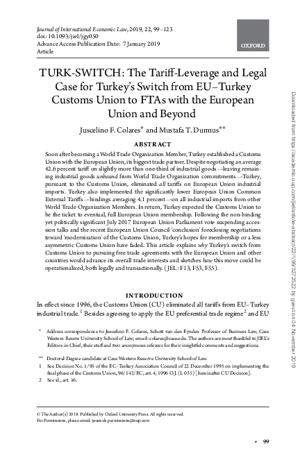 (PDF) TURK-SWITCH: The Tariff-Leverage and Legal Case for Turkey's ...