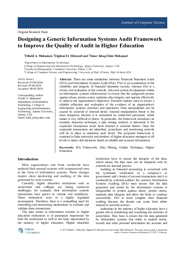 (PDF) Designing a Generic Information Systems Audit Framework to ...