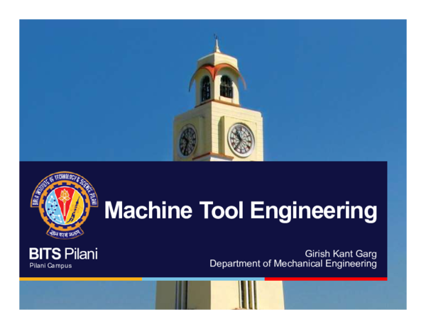 (PDF) Machine Tool Engineering Introduction to Machine Tool Drives and ...