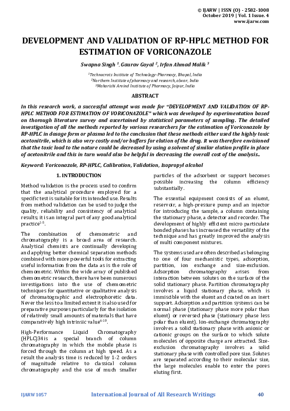 Pdf Development And Validation Of Rp Hplc Method For Estimation Of