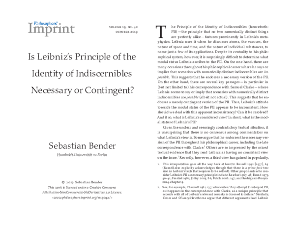 (PDF) Is Leibniz's Principle of the Identity of Indiscernibles ...