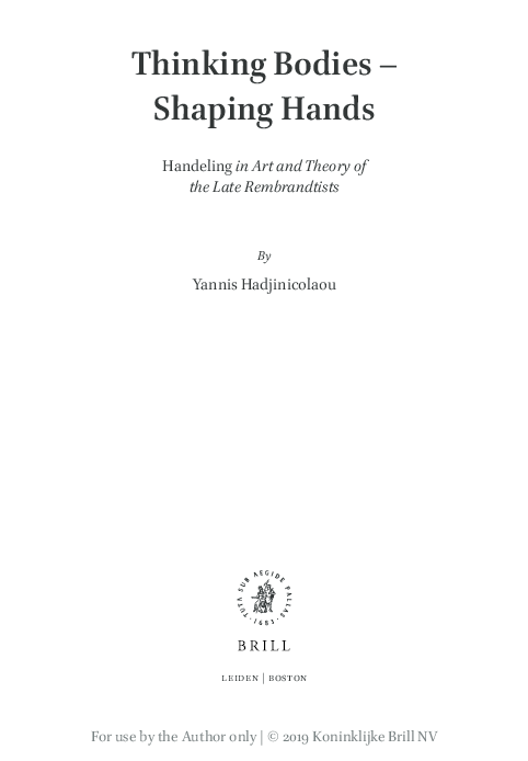 (PDF) Thinking Bodies - Shaping Hands Handeling in Art and Theory of ...