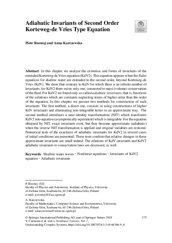(PDF) Adiabatic Invariants of Second Order Korteweg-de Vries Type Equation