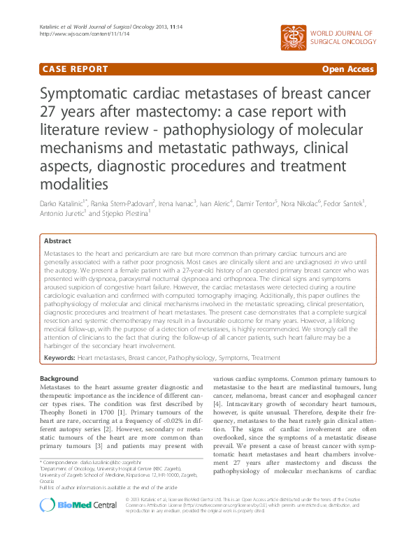 (PDF) Symptomatic cardiac metastases of breast cancer 27 years after ...