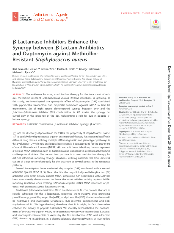 (PDF) Beta-Lactamase Inhibitors Enhance the Synergy between Beta-Lactam Antibiotics and ...