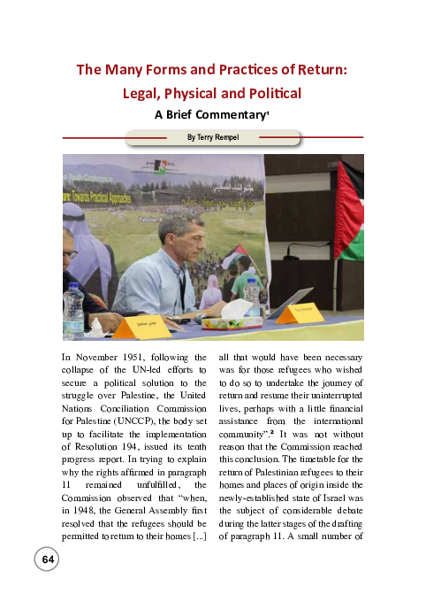 (PDF) The Many Forms and Practices of Return: Legal, Physical and Political