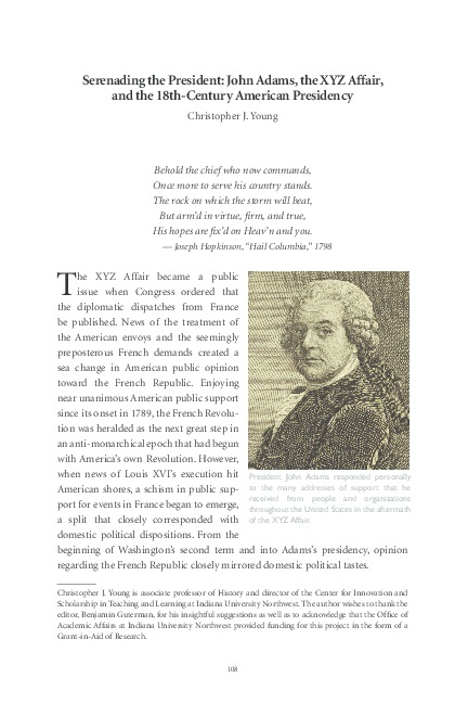 (PDF) Serenading the President: John Adams, the XYZ Affair, and the ...