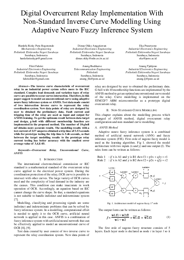 Pdf Digital Overcurrent Relay Implementation With Non Standard Inverse Curve Modelling Using