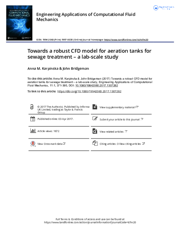 (PDF) Engineering Applications of Computational Fluid Mechanics Towards a robust CFD model for ...