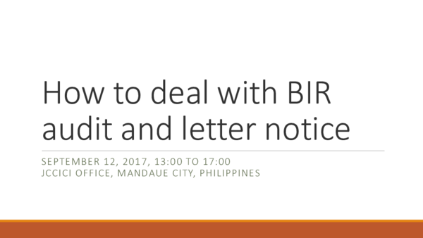 (PPT) How to deal with BIR audit and letter