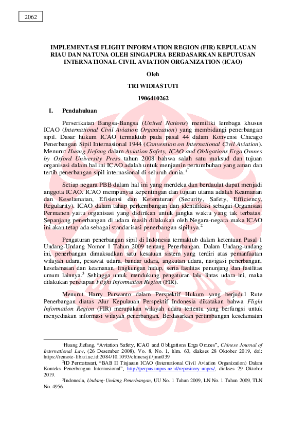 (PDF) IMPLEMENTASI FLIGHT INFORMATION REGION (FIR) KEPULAUAN RIAU DAN ...
