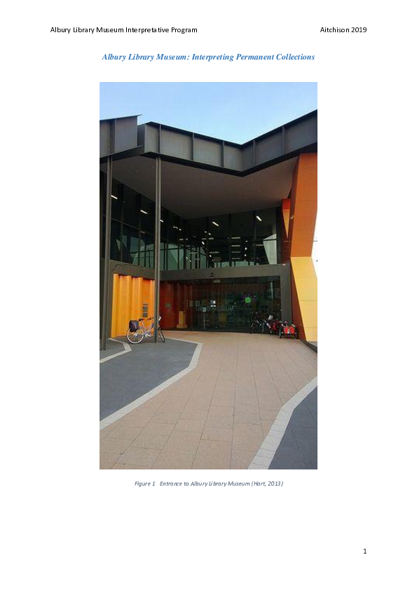 (PDF) Albury Library Museum: Interpreting Permanent Collections