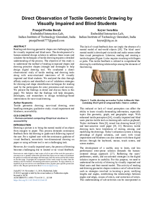 (PDF) Direct Observation of Tactile Geometric Drawing by Visually ...