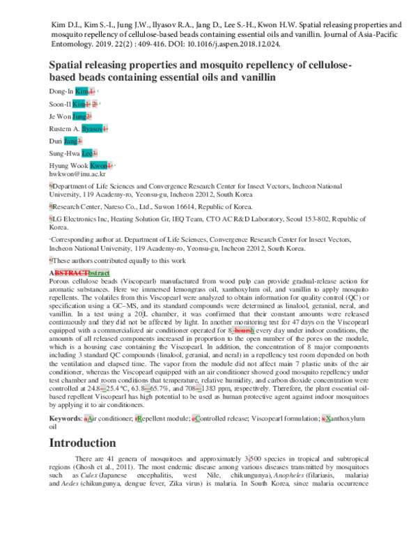 (PDF) Spatial releasing properties and mosquito repellency of cellulose ...