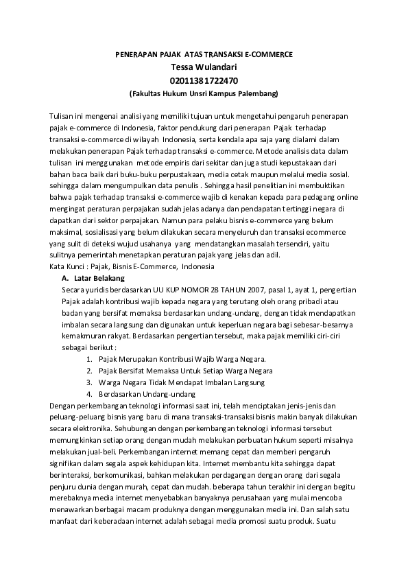 (PDF) PENERAPAN PAJAK ATAS TRANSAKSI E-COMMERCE